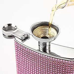 FYL Hip Flask for Liquor, Blue Glitter Flask 8oz with Never-Lose Cap