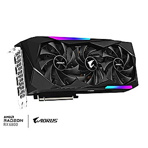 Gigabyte AORUS Radeon RX 6800 Master 16G Graphics Card, MAX-Covered Cooling, 16GB 256-bit GDDR6, GV-R68AORUS M-16GD Video Card