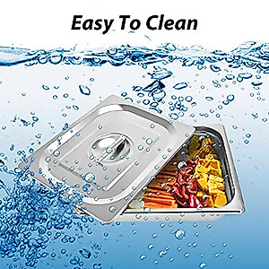DatingDay 4 Packs Stainless steam Hotel pan，1/2 Size x 2.5" Deep，22 Gauge/0.7mm Thick Stainless Steel Hotel Pan Anti Jam Steam Table Pan with Lid (1/2 Size x 2.5" Deep)