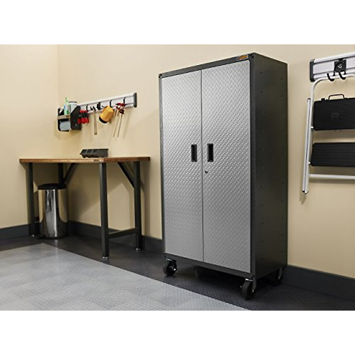 Gladiator GALG36CKXG Ready-To-Assemble Mobile Storage Cabinet 36" W x 66" H x 18" D Steel Garage Cabinet