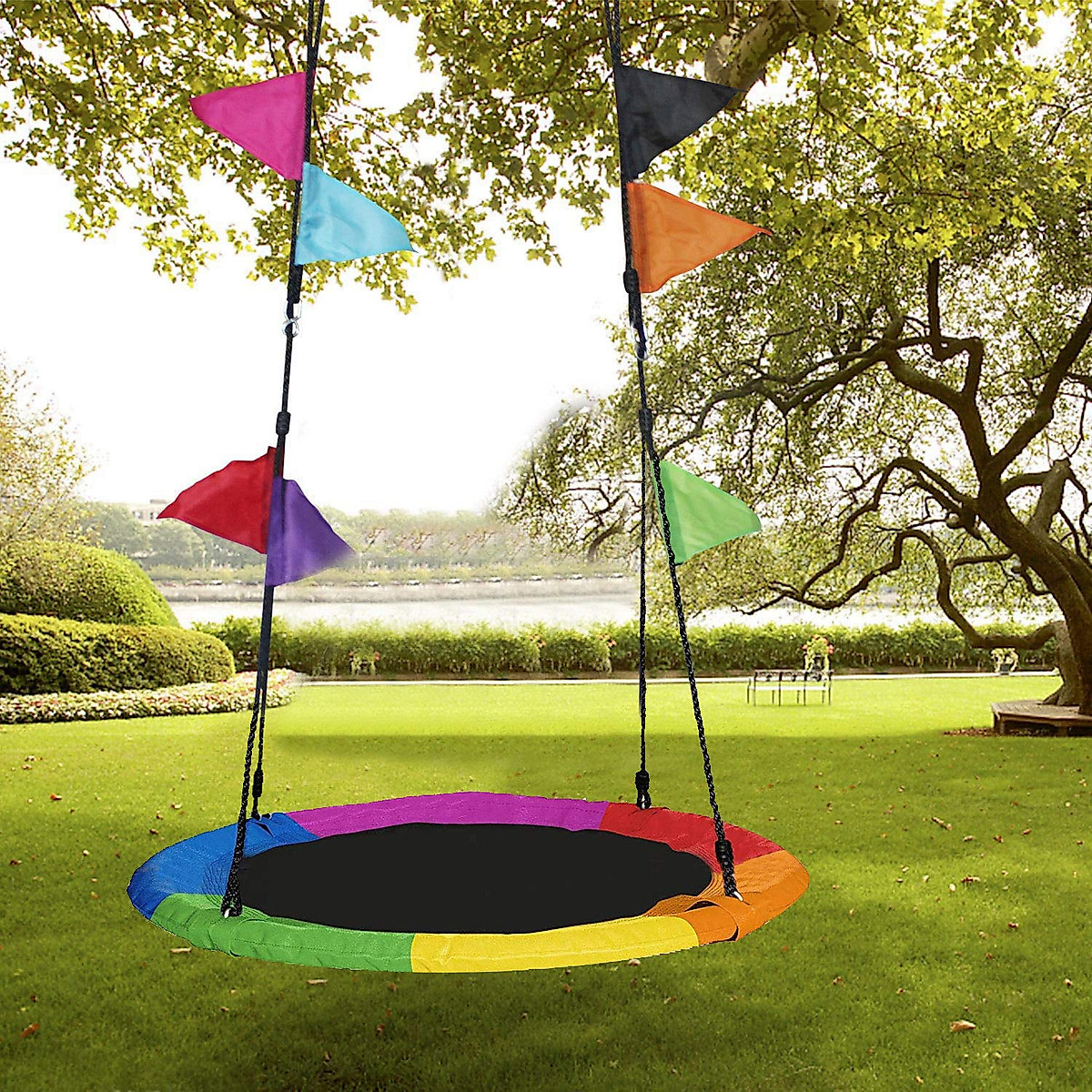 Hanging Tree Swing Waterproof Backyard Hammock Chair Max Capacity 600lbs Play Nest Swing Play House Castle Outdoor Garden Flying Family Swing Seat Camping Tree House with Hanging Straps Set