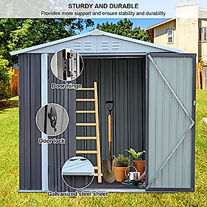 6' x 4' Garden Shed Outdoor Storage Shed - Metal Steel Garden Shed with Lockable Doors & Vents, Tool Storage Shed for Backyard, Patio, Lawn (White Roof)