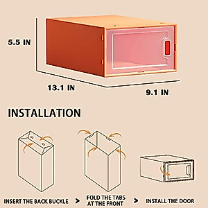 Shoe Storage Boxes,12 Pack clear Plastic Stackable Shoe organizer Storage Bins For Closet,Easy Assembly,Space Saving Foldable Sneaker Storage Containers For Display shoe (White)