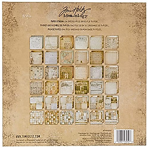 French Industrial Paper Stash by Tim Holtz Idea-ology, 36 Sheets, Double-Sided Cardstock, Various Sizes, Multicolored, TH93052