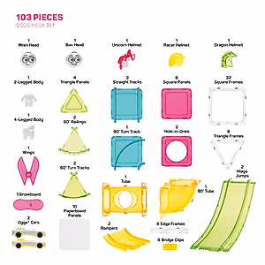 SQUAREGLES Oggs Mega Set - 103-Piece Magnetic Tiles with Strong Magnets for Imaginative Adventures and Creative Play