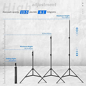 Neewer 6.23 Feet/190CM Aluminum Light Tripod Stands For Studio Kits, Photography Lights, Softboxes(Black,2 Pack)
