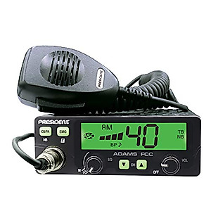 President Adams FCC CB Radio, Large LCD with 7 Colors, Programmable EMG Channel Shortcuts, Roger Beep and Key Beep, Electret or Dynamic Mic, ASC and Manual Squelch, Talkback