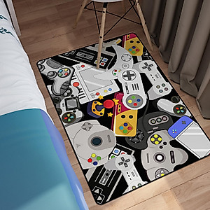 Lacut Game Rug Teen Boys Carpet with Game Controller Decoration, 3D Gaming Rugs for Boy’s Bedroom Living Room Playroom, Non-Slip Gamer Carpet Children Gaming Area Rugs (63"x47")