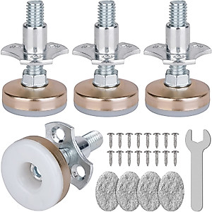 Heavy Duty Furniture Levelers 3/8''-16 Thread w/ T-Nut Kit Furniture Leveling Feet Adjustable Furniture Levelers for Tables,Cabinets,Chairs,Workbench,Sofa and More,Large Base Supports 1320LBs-Set of 4