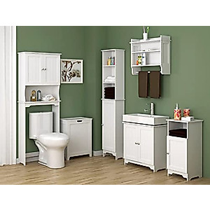 Redmon Contemporary Country Louvered Doors, White Space Saver Cabinet, Full