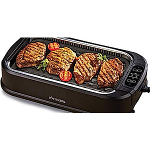 Smokeless Indoor Electric Grill With Tempered Lid Interchangeable Griddle Plate OPEN BOX