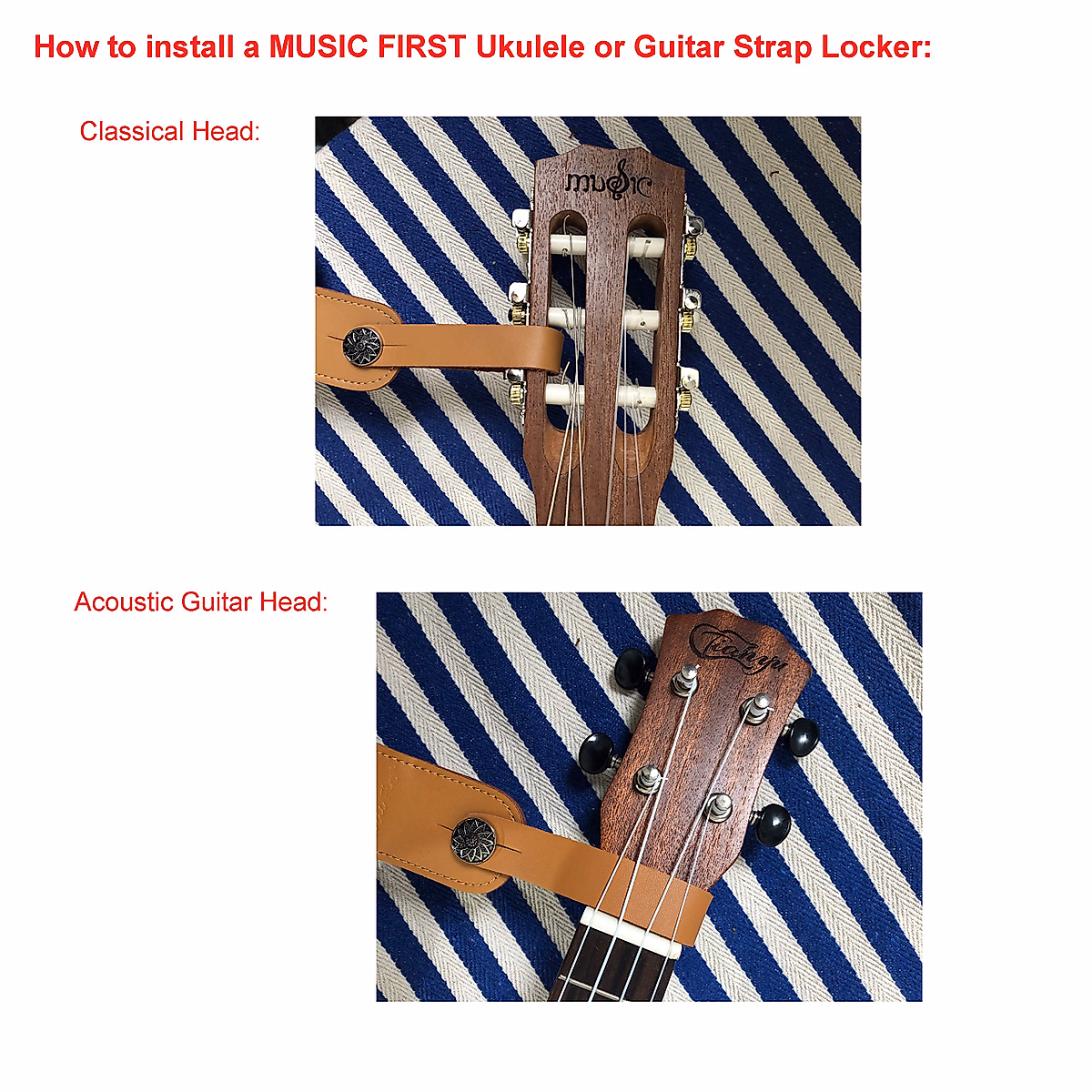 MUSIC FIRST Original Design Vintage Green Label Soft Meshbelt & Genuine Leather Ukulele Strap Ukulele Shoulder Strap With a Genuine Leather Strap Locker