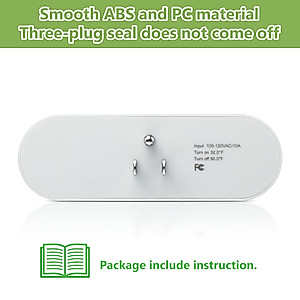 Temperature Controlled Outlet, Auto On 32°F/Off 50°F Thermostatically Controlled Outlet Switch, Thermostat Outlet Plug for Heater, Freeze Control Thermostat Outlet Cube for Cold Weather Farm Deicer