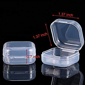 SATINIOR 12 Pack Clear Plastic Beads Storage Containers Box with Hinged Lid for Beads and More(1.37 x 1.37 x 0.7 Inch)