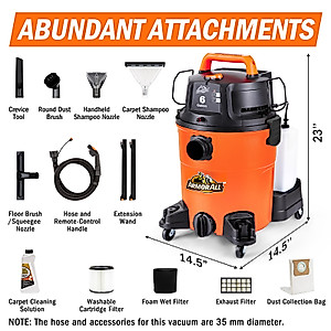 Armor All 6-Gallon* 5.5 Peak HP† 3-in-1 Wet/Dry/Upholstery Shampoo Vacuum Cleaner – VK609PFR 0901