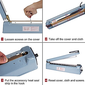 Metronic 16 inch Heat Seal Closer Impulse Sealer Accessories,2PC thermal Fuse+2PC fever Cloth
