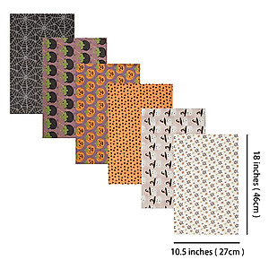 Chuanshui 12 PCS 17.5 x 10.5 inches (44 x 25 CM) 100% Cotton Craft Fabric Bundle for Patchwork 12 Different Pattern Pre-Cut Quilting Fabric Fat Eighths Square for DIY Craft Sewing (Halloween Pattern)