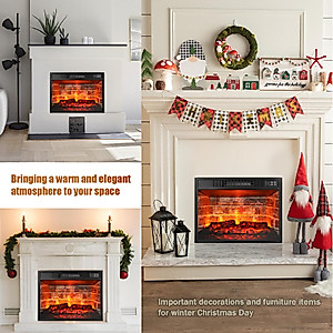 23 inch Electric Fireplace Insert, Realistic Red Bricks Electric Fireplace with Remote Control, 3 Adjustable LED Brightness Flames, Overheat Protection, 1400W Faux Fireplace for Bedroom
