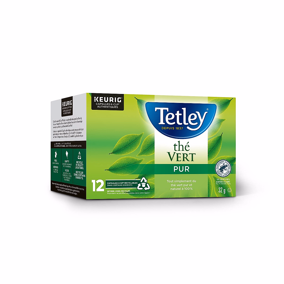 12 Pack Single Serve Tetley Green Tea K-Cup Pods