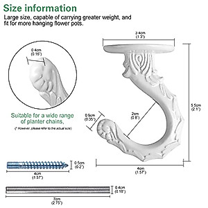 通用 Swag Hooks for Ceiling Hanging, 2 Set Ceiling Hooks for Hanging Plants, Metal Material, Hanging Screws with Beautiful Totems (White)