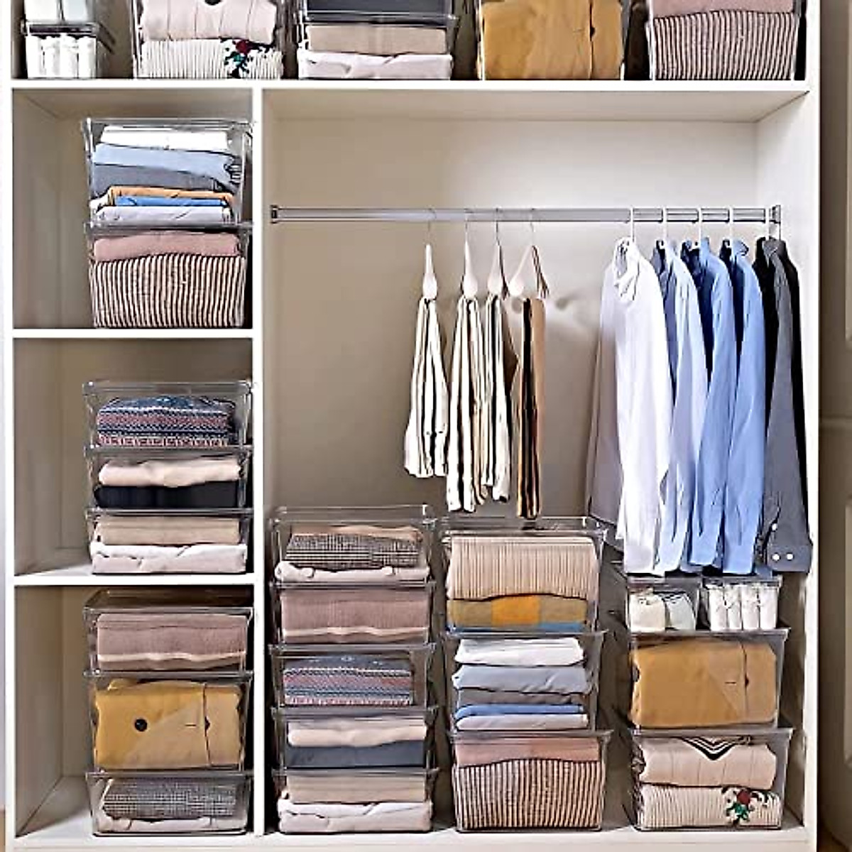 Tidyhome - 2 XLARGE Clear Plastic storage bins with lids- (14inchL×11inchW×9inchH)-Bins Handle for Office, Entryway,Cabinet, Bedroom, Laundry Room, Nursery and Transparent 14.2inchL×11inchW×9inchH