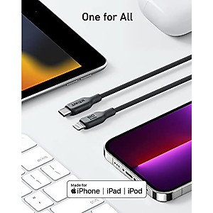 Anker USB-C to Lightning Cable, 541 Cable (Phantom Black, 6ft), MFi Certified, Bio-Based Fast Charging Cable for iPhone 14 14pro 14pro Max 13 13 Pro 12 11 X XS XR 8 Plus (Charger Not Included)