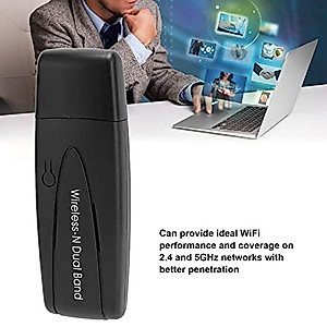 WiFi Adapter, Dual Band 2.4Hz 5GHz 600Mbps USB Wireless Network Adapter Dual Antenna Strong Penetration for Computer