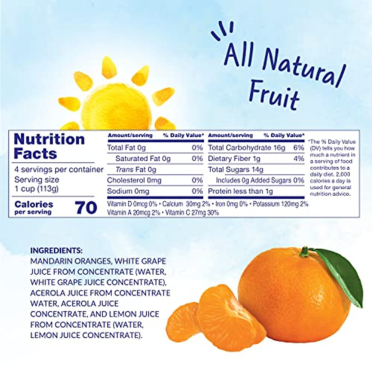 Dole Fruit Bowls Mandarin Oranges in 100% Juice Snacks, 4oz 24 Total Cups, Gluten & Dairy Free, Bulk Lunch Snacks for Kids & Adults