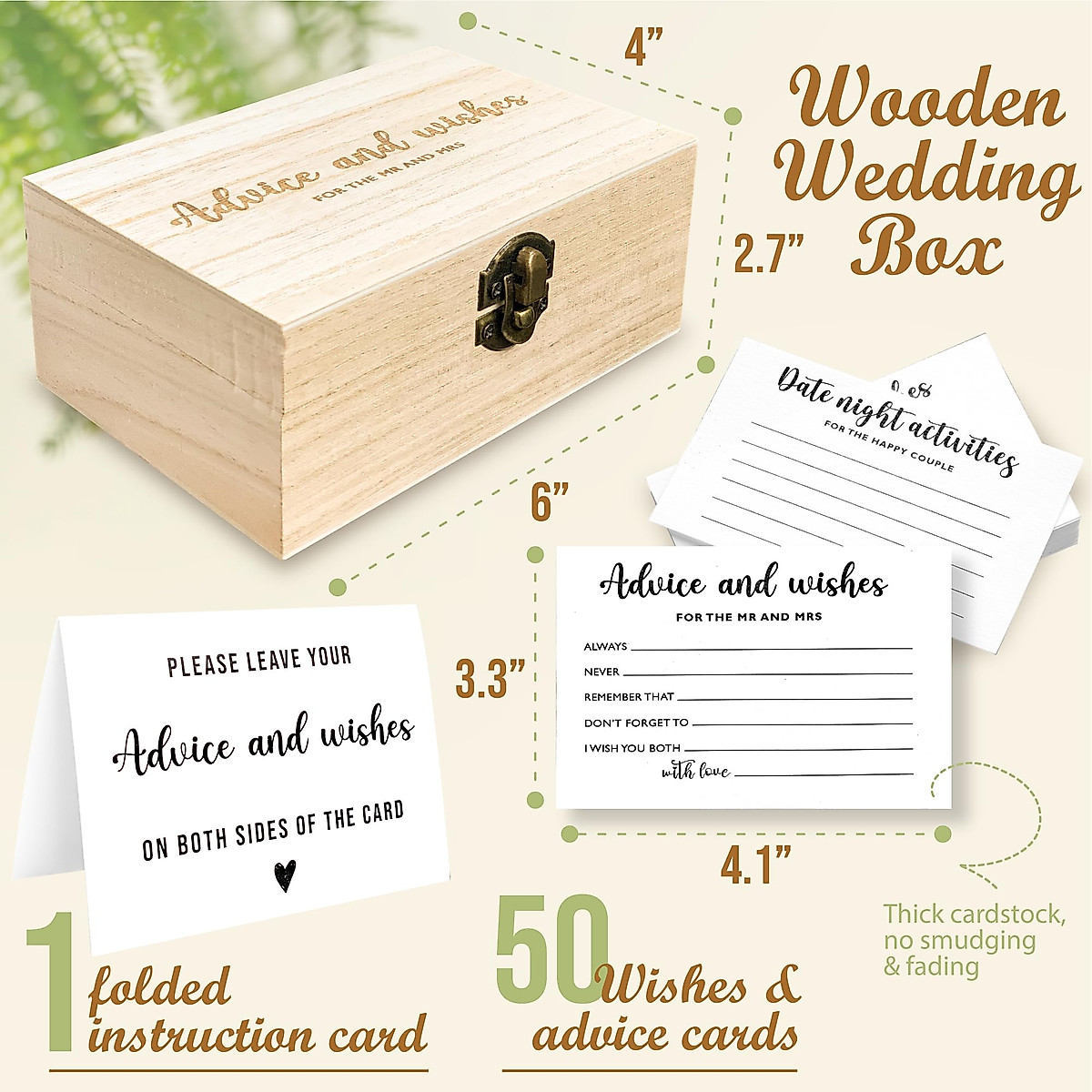 STOFINITY Advice And Wishes For The Mr And Mrs - Wedding Advice Cards For Bridal Shower Decorations, Hilarious Bridal Shower Games, Advice For The Groom And Bride Box, Wedding Games For Reception