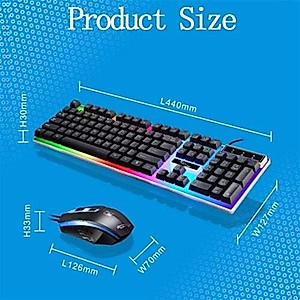 Wgxyihai Adjustable Gaming Keyboard G21 Wired USB Gaming Keyboard Rainbow Mouse and Keyboard Combo Set with Mechanical Backlit Keyboard and Mouse Set (Color : Black)