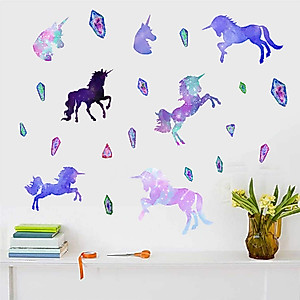 Galaxy Unicorn Wall Decals Gifts for Girls Boys Kids Bedroom Peel Stick Vinyl Room Wall Stickers Removable Decor Nursery Decorations