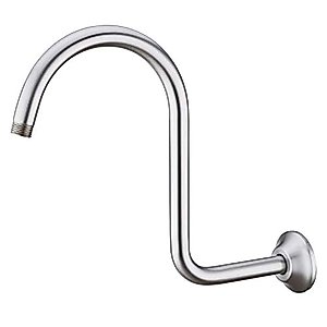 BESTILL 13 Inch S Shape Shower Head High Rise Extension Shower Arm and Flange, Brushed Nickel