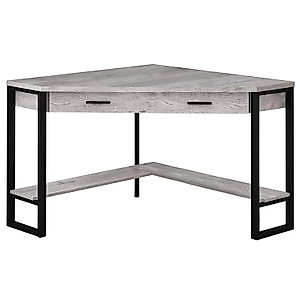 Monarch Specialties Corner Desk with Storage and Shelf Laptop PC Study Table-Workstation for Home Office, 42" L, Grey Reclaimed Wood Look