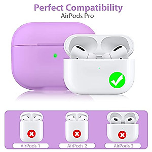 leQuiven for Airpods Pro Case, AirPod Pro Case Cover with Keychain, Silicone Case Cover for AirPods Pro Wireless Charging Case, [Front LED Visible] Shockproof Protective Case for Air Pods Pro(Purple)