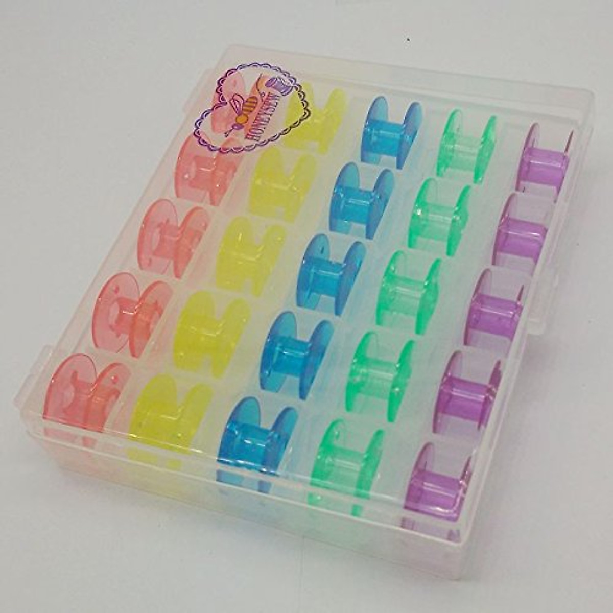 HONEYSEW 25pcs/Box Plastic Colorful Bobbin Universal 2518P for Brother Babylock Singer Juki