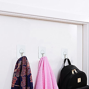 FOTYRIG Adhesive Hooks Sticky Hooks for Hanging Heavy Duty Wall Hangers Without Nails 15lb(Max) 180 Degree Rotating Seamless Stick on Wall Hooks Bathroom Kitchen Office Outdoors-20 Packs