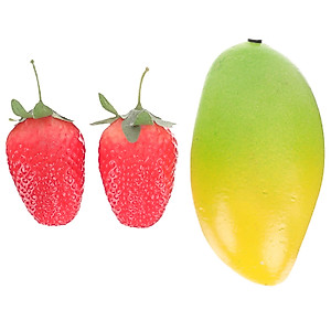 COHEALI Banana Shaker Artificial Fruit 2 Pcs Faux Fruit Decor Simulation Fruit Shaker Instruments Fruit Shaped Percussion Instruments Educational Maracas 17x5cm Mango Strawberry Musical Maraca Rattles