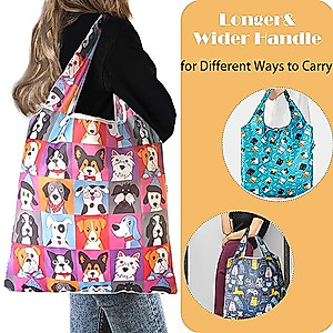 FulSurgus 4 Pack Reusable Shopping Bags, Large 40LBS Foldable Grocery Bags, Machine Washable Groceries Bags Nylon Fabric Storage Bags