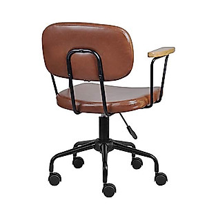 GIA Adjustable Swivel Chair with Armrests and Brown Vegan Leather Seat