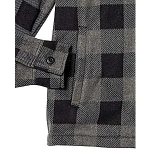 Amazon Essentials Men's Long-Sleeve Polar Fleece Shirt Jacket, Black Charcoal Buffalo Plaid, XX-Large