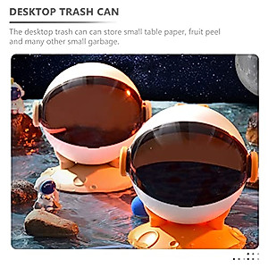 Zerodeko Desktop Trash Can Astronauts Garbage Bucket Small Container Bin Spaceman Shape Wastebasket with Lid Makeup Brush Holder Pen Pencil Cup for Home Office