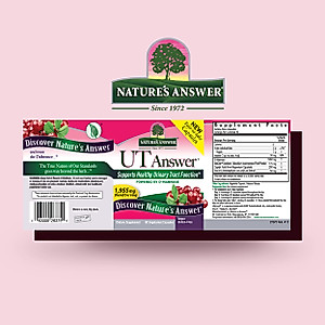 Nature's Answer UT Answer with D-Mannose 1955mg 90-Count | Urinary Tract & Bladder Support | Natural Detox | Gluten-Free, Vegan, Kosher | Single Count