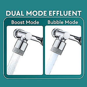 DREAM BRIGHT 1080 Swivel Faucet Aerator for Kitchen - Rotatable Faucet Extender - Large Angle Rotating Splash Filter Faucet - Adjustable Kitchen Faucet Extender with Adjustable 2 Water Outlet Modes