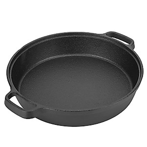 Cast Iron Skillet with 2 Handle, Non Stick Heat Resistant Frying Pan 25cm Rounde Mini Flat Bottomed Camping Skillet Cooking Cookware for Cooking Egg Steak