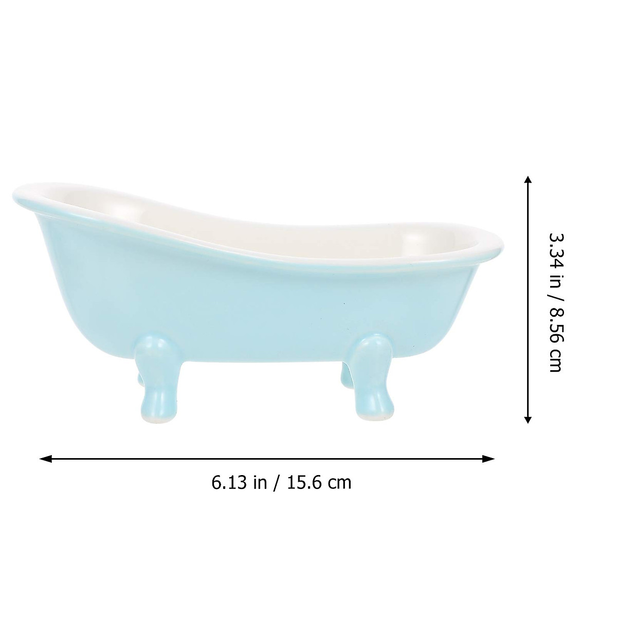 DOITOOL Ceramic Salad Bowl 200ml Cute Bathtub Shape Yogurt Ice Cream Bowl Pudding Cup Fruit Serving Dish Soap Holder for Home Kitchen (Blue)