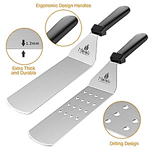 Morole Griddle Accessories Kit, 10PCS Flat Top Grill Accessories Set for Blackstone, Stainless Steel BBQ Accessories with Griddle Spatula, Griddle Scraper, Chopper, Bottles, Cleaning Set, Tong