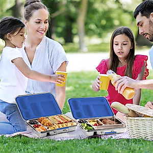 AOHEA Stainless Steel Bento Box Kids, Kids Metal Bento Lunch Box BPA Free Lunch Box Containers 304 Stainless Steel Bento Box for School and Office(Bule)