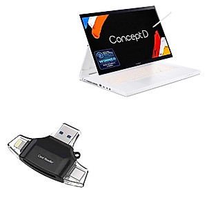 BoxWave Smart Gadget Compatible with Acer ConceptD 7 Ezel (CC715-71) - AllReader SD Card Reader, microSD Card Reader SD Compact USB for Acer ConceptD 7 Ezel (CC715-71) - Jet Black