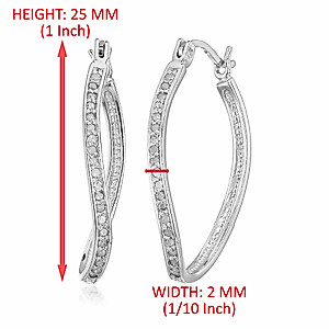 Vir Jewels 1/4 cttw Diamond Hoop Earrings .925 Sterling Silver with Rhodium Plating 1 Inch
