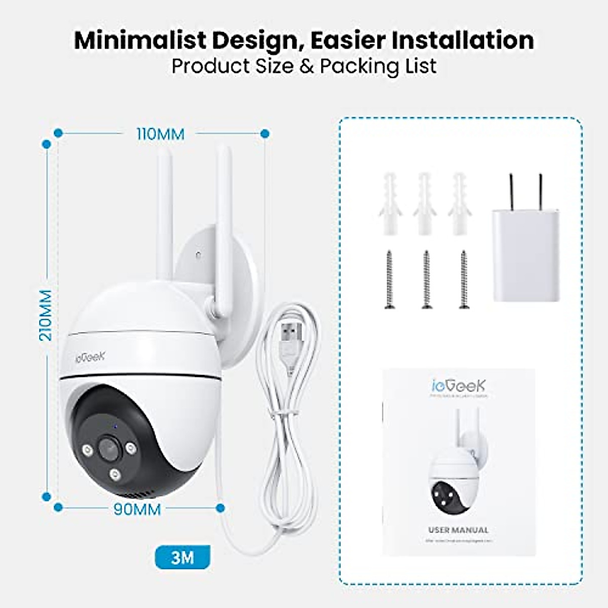 ieGeek Security Camera Outdoor with Spotlight 1080P HD Full Color Night Vision Video Surveillance Camera, Wireless WiFi Smart Home Cameras 360°PTZ with Motion Detection, Alerts, 2 Way Audio, IP65…